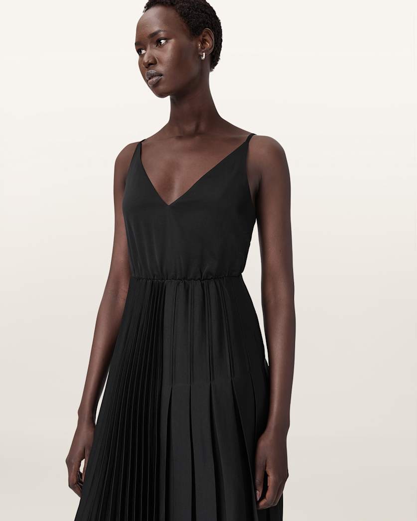 Jax 2-in-1 Roll Neck Maxi Dress Black | ALLSAINTS